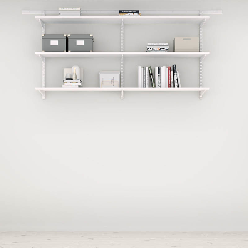 Hyllesystem ELFA vegghylle lav, grunnseksjon, hvit laminat ...
